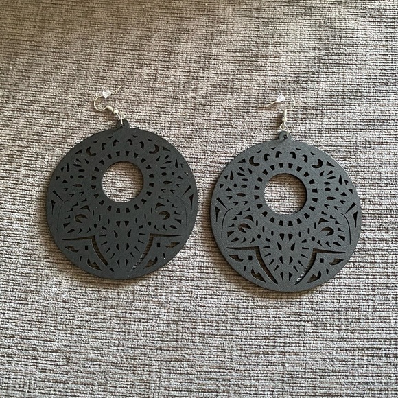 Jewelry | Large Wooden Round Laser Cut Super Lightweight Earrings Boho ...
